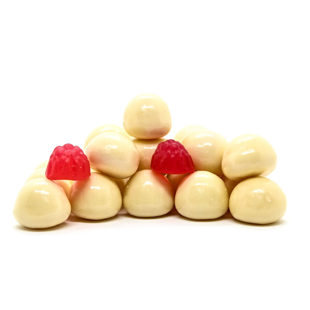White Choc Coated Raspberries – GG's Candy Land